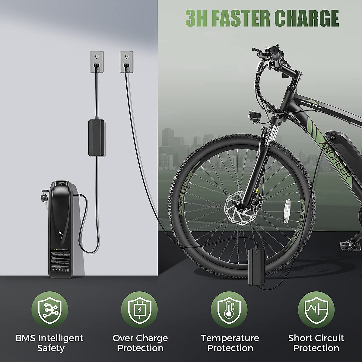 ANCHEER 27.5'' Electric Bike 500W(Peak 750W) Electric Mountain Bike, 55 Miles Range & 22 MPH, 3H Fast Charge, 48V/10.4Ah Removable Battery, Electric Bike for Adult 21 Speed Incl. Free Bike Lock