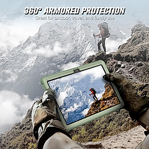 Fintie Shockproof Case for All-New Fire HD 10 Tablet (13th Generation 10.1", 2023 Release), [Tuatara] Rugged Unibody Hybrid Bumper Kickstand Cover with Built-in Screen Protector, Sage Green