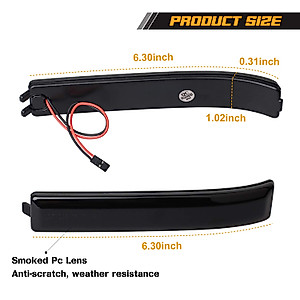 RUXIFEY Sequential LED Side Mirror Reflector Lights Smoked Lens Compatible with Ford F150 2009 to 2014