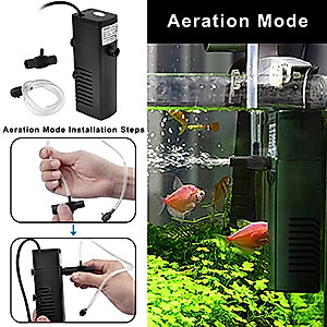 DOMICA Internal Aquarium Filter with Aeration System 100GPH 5W Power Filter for 5 to 15 Gallons Fish Tank, Submersible Fish Tank Filter