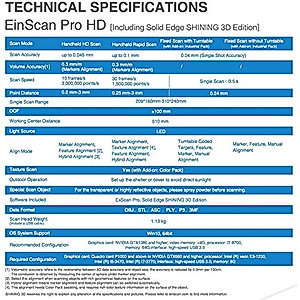 New EinScan Pro HD 3D Scanner with Turntable, Tripod, Color Pack, 0.2mm Resolution, 0.04mm Accuracy- Ultimate for Reverse Engineering, 3D Modeling, Art, Design, Manufacturing, Healthcare