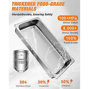 SVKLHY 304 Stainless Steel 1/2 Size Hotel Pans: 6 Pack 2.5 Inch Deep [Anti-Jam][Super Thicken] Steam Table Pan Commercial Hotel Pan for Restaurant Catering Party