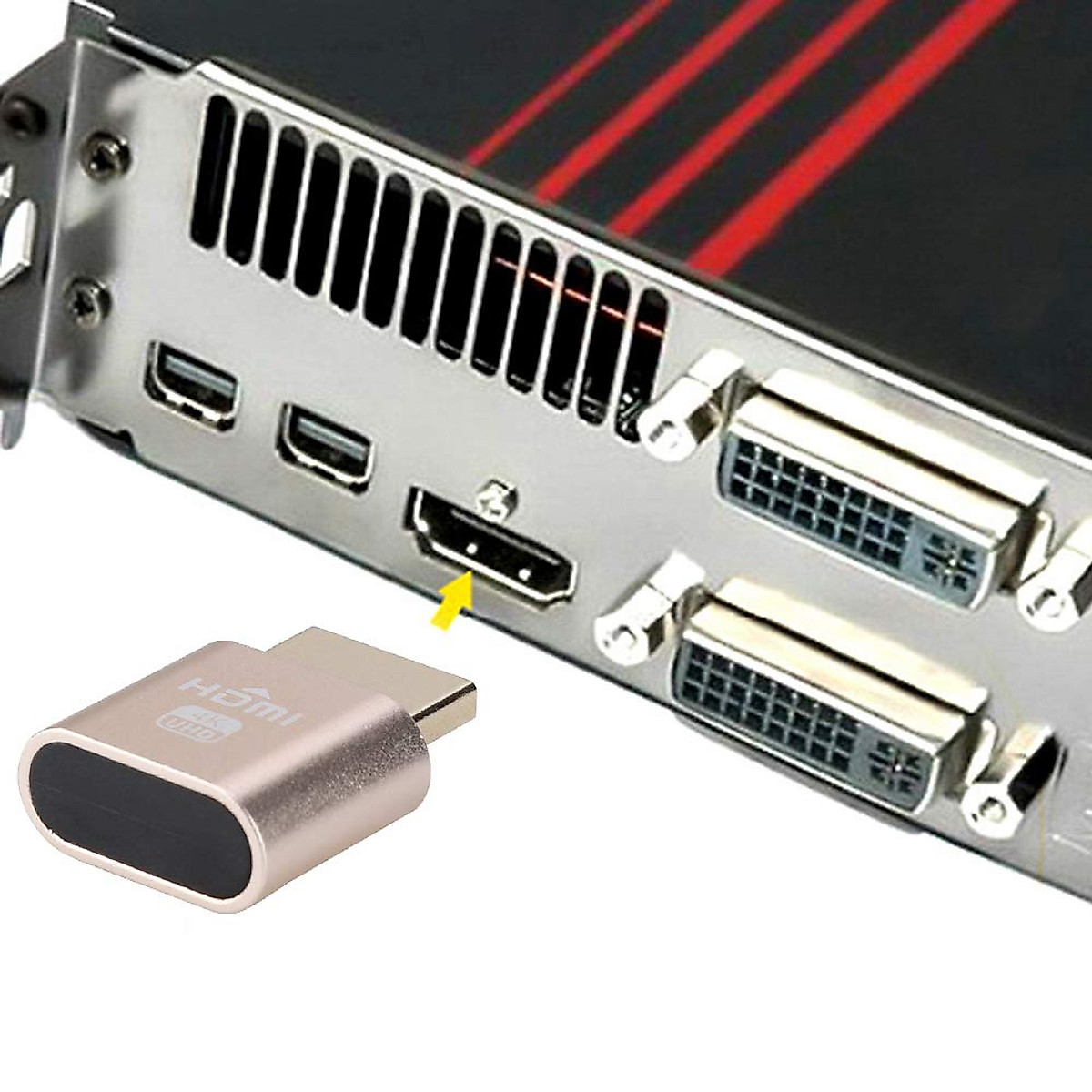 143 Graphics Card Virtual Display, Fake Load VGA Analog Camouflage HD Lock Screen Virtual Display,DispalyPort Headless Ghost Display