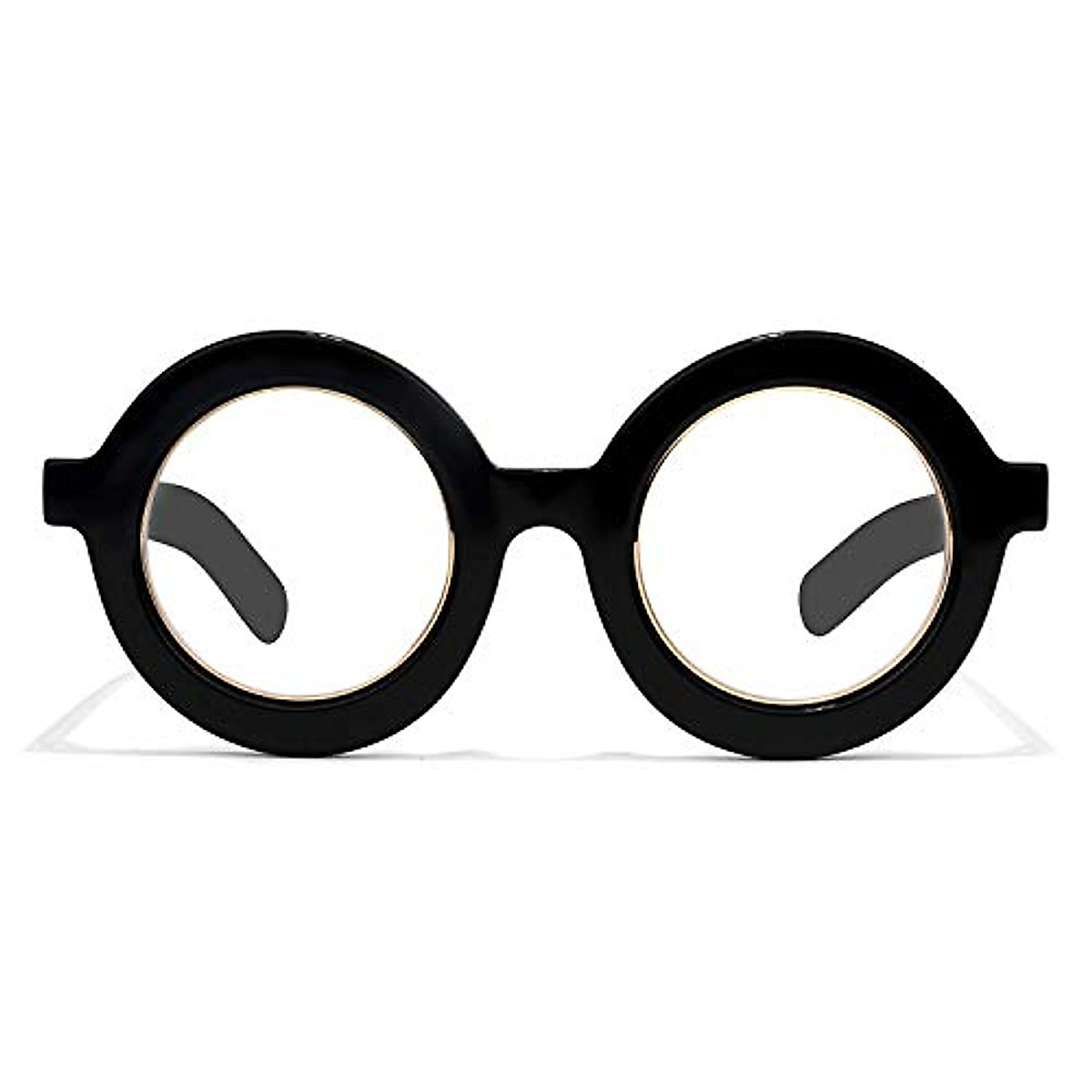 Zeelool Retro Thick Round Eyeglasses Frame for Women Men Non-prescription Clear Lens Calhoun ZOA01776-01 Black