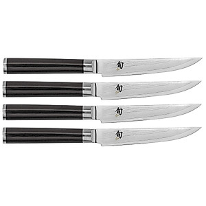 Shun Cutlery Classic Steak Knife Set - 4.75" Steak Knives, 4 Piece, Razor-Sharp Meat Slicing Knife, Keeps Juices in Steak and Preserves Flavor, Handcrafted Japanese Kitchen Knives