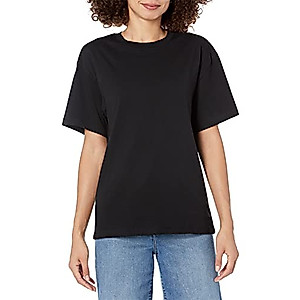 The Drop Women's Lydia Loose Short Sleeve Drop Shoulder Jersey T-Shirt, Black, M