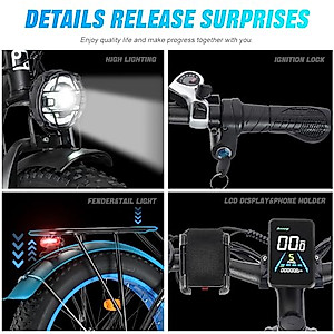 PHILODO Electric Bike for Adults, 23ah Fat Tire Ebike Dual Motor AWD 2000W 35MPH Electric Bicycles 21-Speed with Ignition Lock Hydraulic Disc Brakes