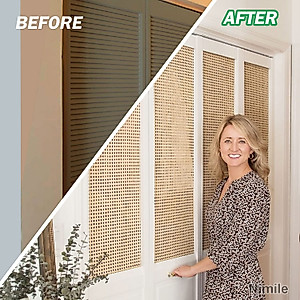 Nimile Cane Webbing Roll 17.5''W x 4Ft, Natural Rattan Webbing for DIY Home Decor Caning Projects, Woven Open Mesh Cane for Furniture, Chair, Cabinet, Ceiling or Ornaments Indoor