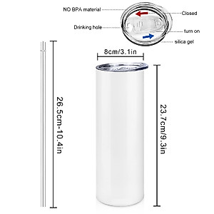 Amgkonp 25 Pack Straight Skinny Sublimation Tumbler 30oz with Straws and Lids,Stainless Steel Blank Skinny Double Wall Vacuum Insulated Tumblers Bulk,Stainless Steel Water Tumbler for DIY