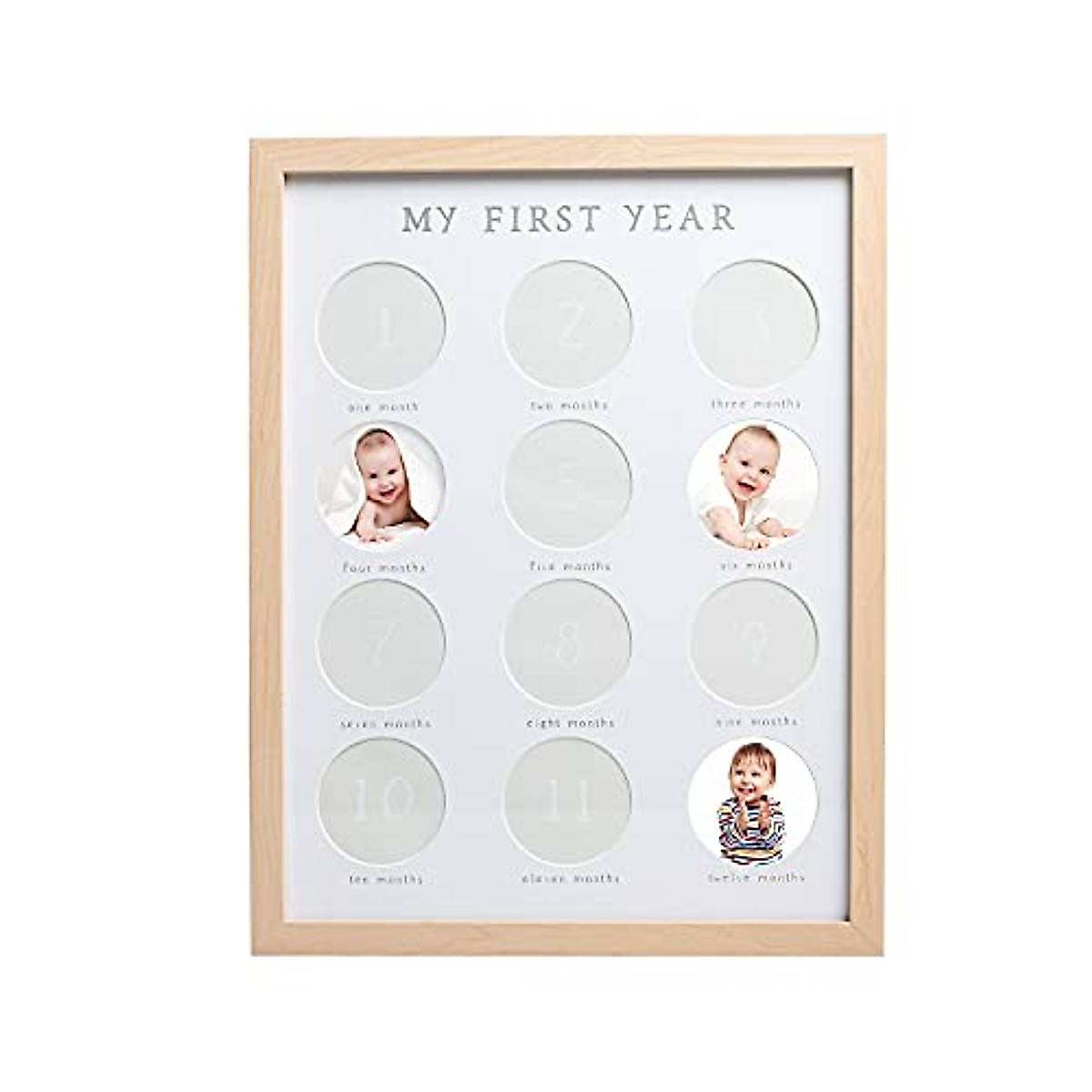 Pearhead Baby's First Year Photo Frame, Monthly Growth Baby Picture Frame, Gender-Neutral Baby Frame, Wooden
