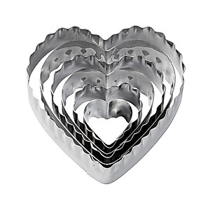 Wilton 6-Piece Nesting Fondant Double Sided Cut Out Cutters, Hearts,Silver