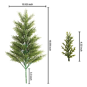 4 Pack Faux Mini Pine Trees 18.89inch Cedar Stems Small Artificial Christmas Tree Xmas Seasonal Indoor Outdoor Home Garden Decor Holiday Decorations,Green