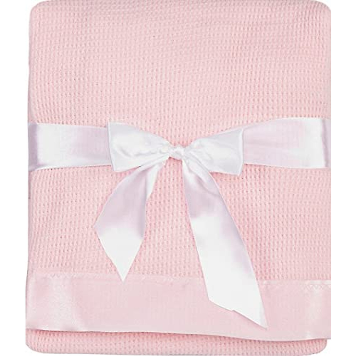 UniBabe Thermal Waffle Weave Baby Blanket with Satin Nylon Trim (Pink), Oversized