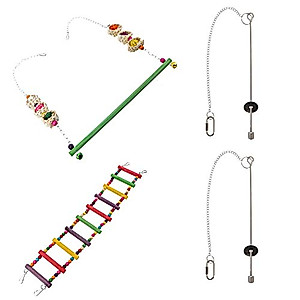 PATKAW Chicken Swing Toys 8 Pcs Parrot Bird Toy Bird Perch Bird Cage Hammock Toy Set Wooden Hammock Wooden Swing