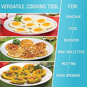 BIOPRONEXT Non Stick Pancake Maker - 7 Circles Mini Pancake Mold - Silicone Pancake Mold - Silicone Egg Rings for Griddle with Handles - Pancake Molds for Griddle Frying Eggs - Blue
