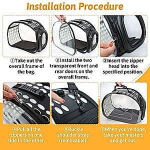 Tfwadmx Bunny Guinea Pig Carrier Bag with Mat, Portable Transparent Pet Travel Purse for Squirrel Ferret Hedgehog Chinchilla Hamster Rat Bird Reptile, Detachable Breathable Rabbit Supplies (Grey)