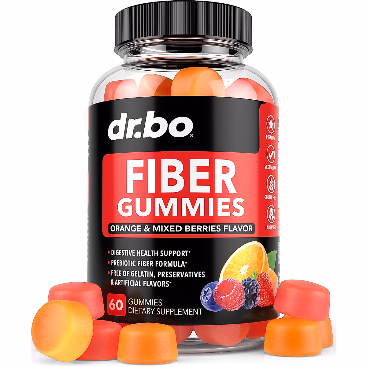 Fiber Gummies for Adults & Kids - Tasty Gummy Prebiotic Fiber Supplement for Max Digestive Gut Health Supplements for Women & Men - Daily Cleanse High Chicory Root Inulin Prebiotics - 60 Fiber Gummies