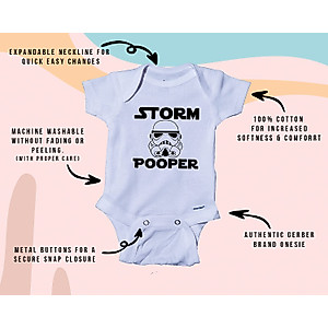 Ink Trendz STORM POOPER TROOPER Themed Baby Onesie® Bodysuit Romper (3-6 Months)