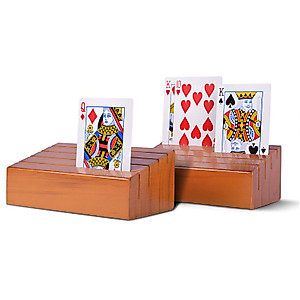 RNK Gaming Card Holders for Playing Cards Set of 2 Wooden Cardholder for Kids, Adults, & Seniors