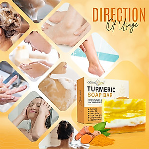 DERMAXGEN Organic Turmeric Soap Bar | Pure Natural Handcrafted Skincare, Face & Body Cleanser | Blemish Control, Reduce Acne, Evens Tone, Fades Scars, Sun Damage, Age Spots - 3.5 Oz