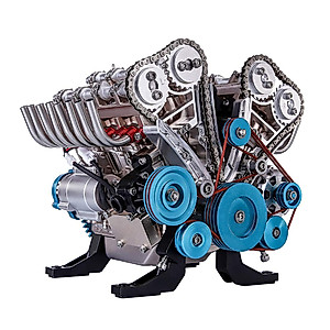 RuiyiF V8 Engine Model Kit That Works for Adult, 500+PCS 8-Cylinder Mechanical Engine Model Building Kit, Desktop Hobby Engine Kit, Educational Toys