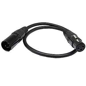 SinLoon (0.5M) DMX Stage Light Cable,DJ XLR Cable, 3-Pin Female XLR to 5-Pin Male XLR DMX Turnaround Connection for Moving Head Light Par Light Spotlight with XLR Input & Output (5male)