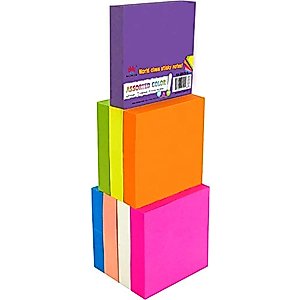 4A 4A 2028-N Sticky Notes, 2 x 2 Inches, Small Size, Self-Stick Notes, 100 Sheets/Pad, 8 Pads/Pack, Neon Color