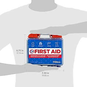 Be Smart Get Prepared 110 pc First Aid Kit: Clean, Treat, Protect Minor Cuts, Home, Office, Car, School, Business, Travel, Emergency, Outdoor, Camping & Sports, FSA/HSA (Packaging may vary)