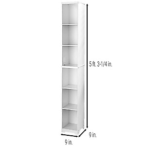 Accents Depot Slim Storage Tower with Six Shelves for Hallways, Closets and Bathrooms - White