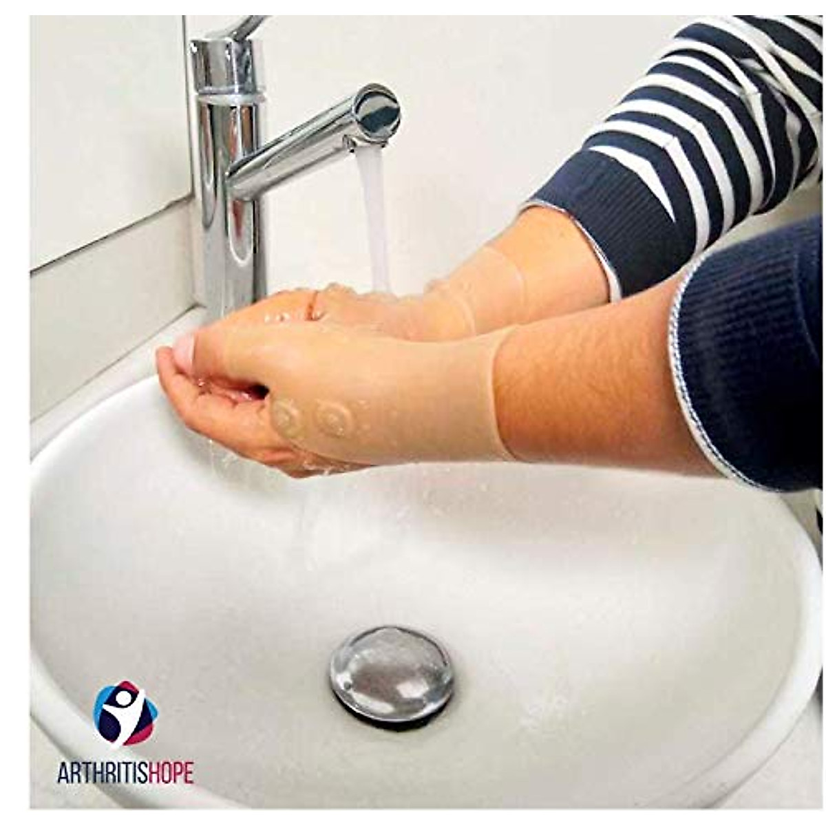 ArthritisHope Wrist and Thumb Support (Skin) - Magnetic Therapy Silicone Gel Glove Protector for Carpal Tunnel, Hand Tendonitis, Typing, Arthritis, Osteoarthritis & Rheumatoid arthritis