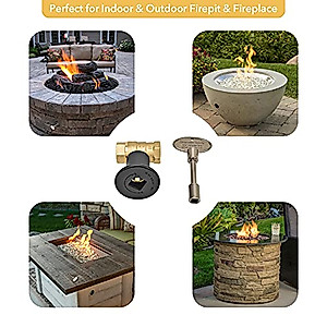 Skyflame 1/2 Inch Straight Gas Key Valve Kit for Fire Pit Fireplace with Flange and 3 Inches Key, Flat Black