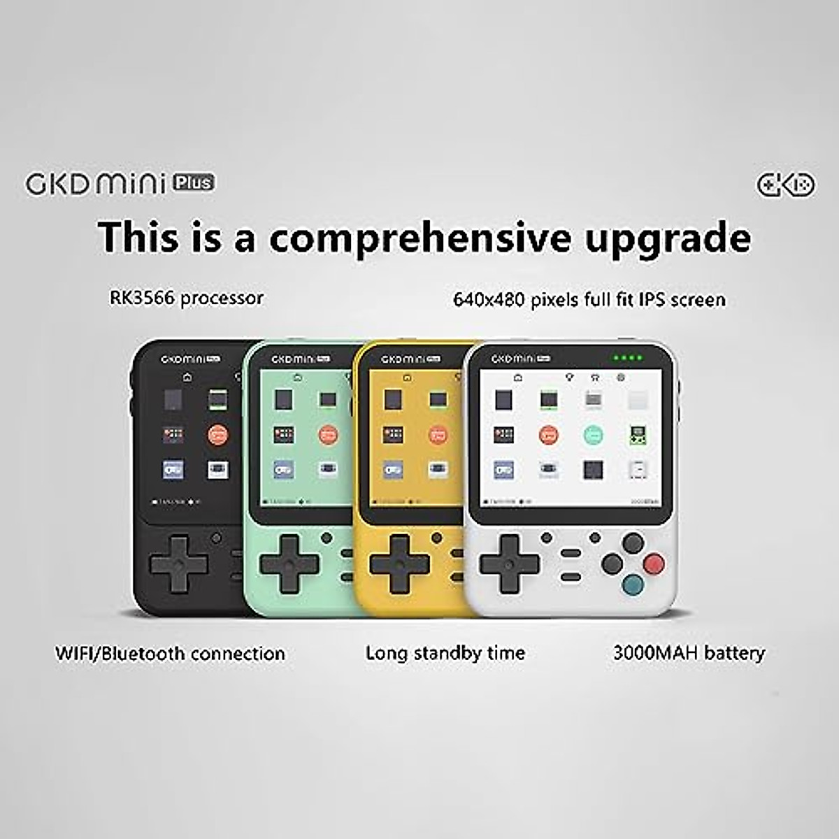 GKD Mini Plus Classic Handheld Retro Game Console 16GB+128GB with 10000 Games, 3.5-inch IPS Screen Portable Arcade Rechargeable Games Emulators for Kids and Adults (Blue)