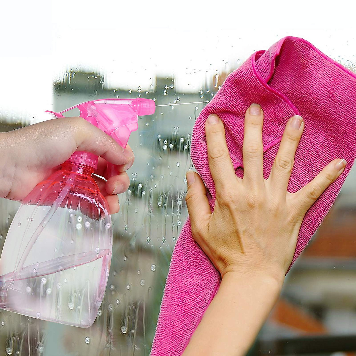 6 Pcs Spray Bottles 17 oz / 500ml Empty Colorful Adjustable Nozzle Spray Bottles with 1 Funnel Essential Oils Travel Spray Bottles for Cleaning Solutions Planting Aromatherapy Makeup Hair