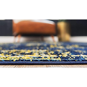 Unique Loom Sofia Collection Area Rug - Casino (5' 3" x 8' Rectangle, Navy Blue/ Yellow)
