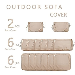 Kimunuk Outdoor Patio Cushion Cover Replacement, Outdoor Cushion Slipcovers for Outdoor Furniture Patio Sofa Couch Outside Zipper Design w/6 Seat Cushion Covers and 8 Backrest Pillow Covers