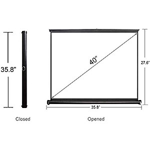 Cocar 50" Portable Projection Screen for Mini/Professional LED/LCD/DLP Projector Self Standing Pull-Out Style Indoor Outdoor Home Cinema Meeting - 4:3/16:9
