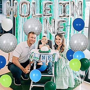 Golf 1st Birthday Decorations, Hole in One First Birthday Party Decorations - Silver Foil Letter Balloons, Golf Foil Balloons for Boys Outdoor Sports Themed Party Supplies