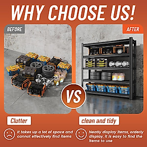 LLIIFFEE Storage Shelves 2000LBS Heavy Duty Garage Shelving Adjustable 5 Tier Metal Shelving Unit Industrial Utility Rack for Garage Storage, Basement, Warehouse Organization (15.7" D*35.4" W*72" H)