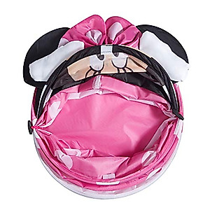 Idea Nuova Disney Minnie Mouse 3 Piece Collapsible Storage Set with Collapsible Ottoman, Bin and Figural Dome Pop Up Hamper, Pink