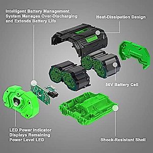 Aaiwtd 56V 5.0Ah Rechargeable Battery for EGO BA2800 BA4200 BA1400, 5000mAh Lithium Ion Battery Compatible with All Power 56V CS1604 CS1804 CS1403 HT2400 LB6504 LB5804 LB6500 LB4800 PH1400 Tools