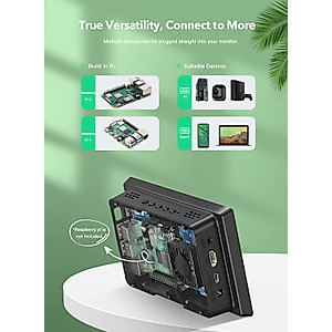 UPERFECT Raspi Touchscreen Monitor with Case & Fan & Stand 10.1’’ 1366 * 768 Ultra Wide 370Nits IPS Screen for Raspi 3/4/4b/5, w/10-Point Touch, VESA, Dual Speakers, Type-C & HDMI Ports