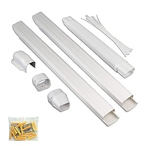 GCGOODS 3in 9ft Decorative PVC Lineset Cover Kit for Ductless Mini Split Air Conditioners, Central AC and Heat Pumps