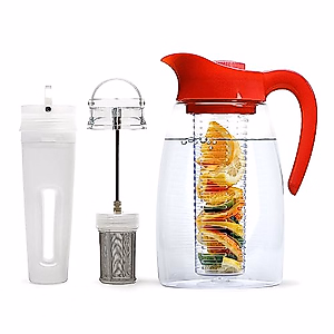 Primula Beverage System – Includes Fruit, Tea Infusion Chill Core, 2.9 quart, Red