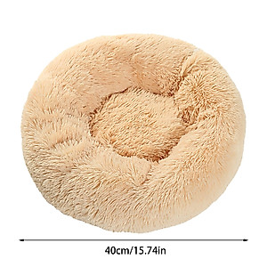 Dog Donut Bed Small Cat Bed Friday Black Deals Today Furry Cat Donut Fluffy Plush Faux Fur Anti-Anxiety Luxury Comfort Dog Bed Dog Crate Pad Pet Bed(16 in)