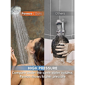 Pavezo High Pressure Handheld Shower Head with Filter, ON/OFF Switch Pause Button, 10-mode Shower Head with Hard Water Softener Filters, SS Hose, Anti-clog & Powerful Clean Tile & Pets, Brushed Nickel