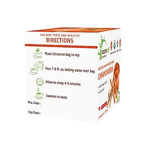 Pure Ceylon Cinnamon Brew – 100% Organic Pure CEYLON CINNAMON TEA Bags (40 Sachets – Pack of 2 – 20 COUNTS PER PACK | CAFFEINE-FREE)