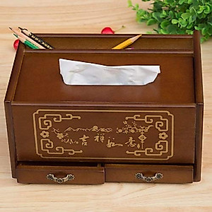 Living Room Home Creative Pumping Box Multifunctional Tissue Box Coffee Table Napkin Paper Box Wooden Remote Control Box Wood Mahogany Color Tissue Box Remote Control Storage Box (Brown)
