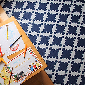 Cushmat Stylish Reversible Foam Play Mat (Large, Luxe Lite - Royal Blue Star) - Soft, Waterproof, Durable Play mat for Infants, Babies, Toddler, Kids & Grownup - 6.5ft x 4.5ft