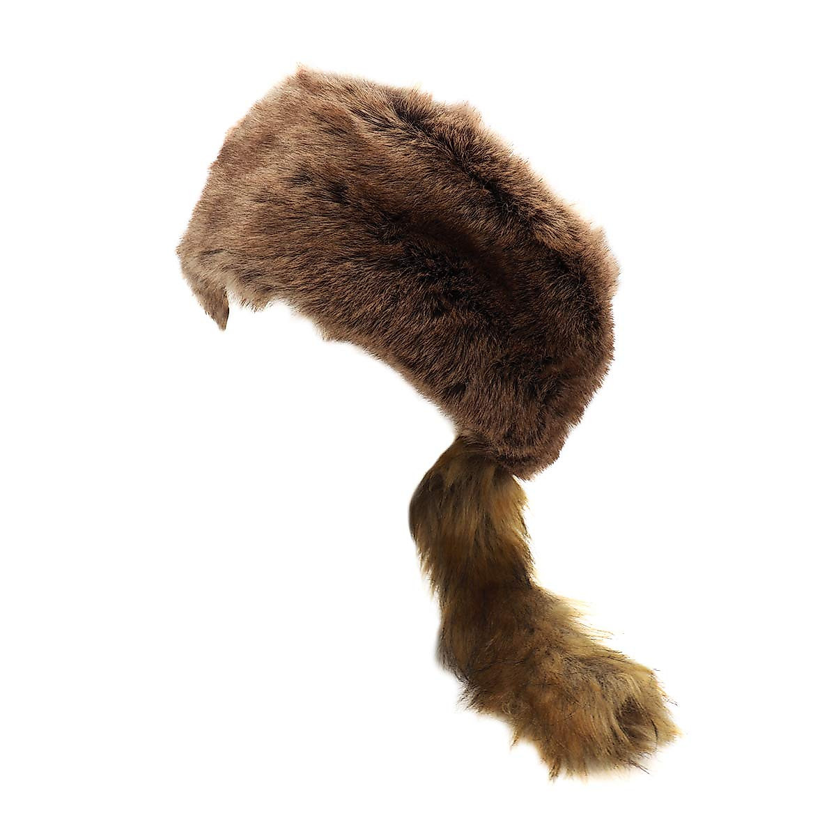 surell - Coonskin Davy Crockett Hat - Plush Soft Faux Fur Crown - Daniel Boone Outdoorsman Adventure Cap - Cabin Décor Raccoon Tail Hat (Brown)
