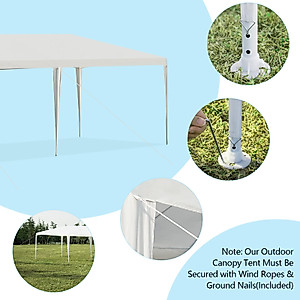 Tangkula 10 x 30 Feet Outdoor Canopy Tent, Wedding Party Tent with 16 Stakes & 8 Wind Ropes, Yard Enclosed White Tent for Events, Parties, Backyard